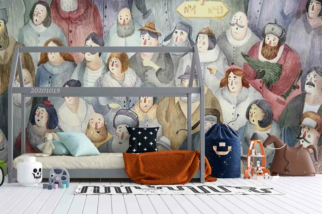 3D People Painted Wallpaper Wall Mural Removable Self-adhesive ...