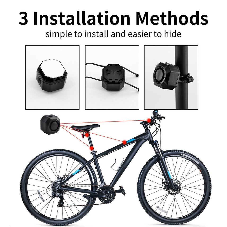 Rechargeable Bike Alarm Waterproof Sensitive Motion Detection Anti ...