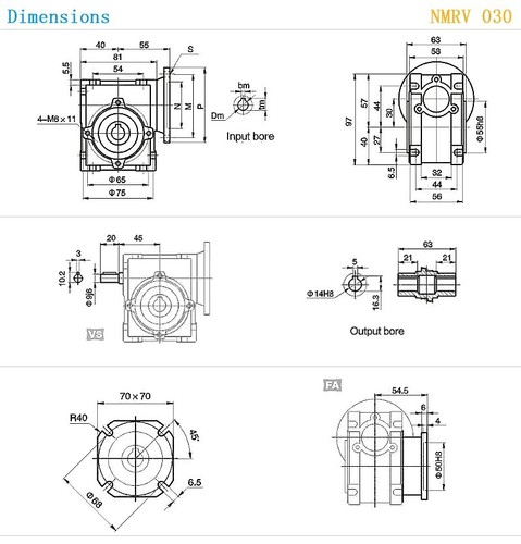 40:1 Input 11mm for Asynchronous Motor NMRV030 63B14 Worm Gear Reducer ...