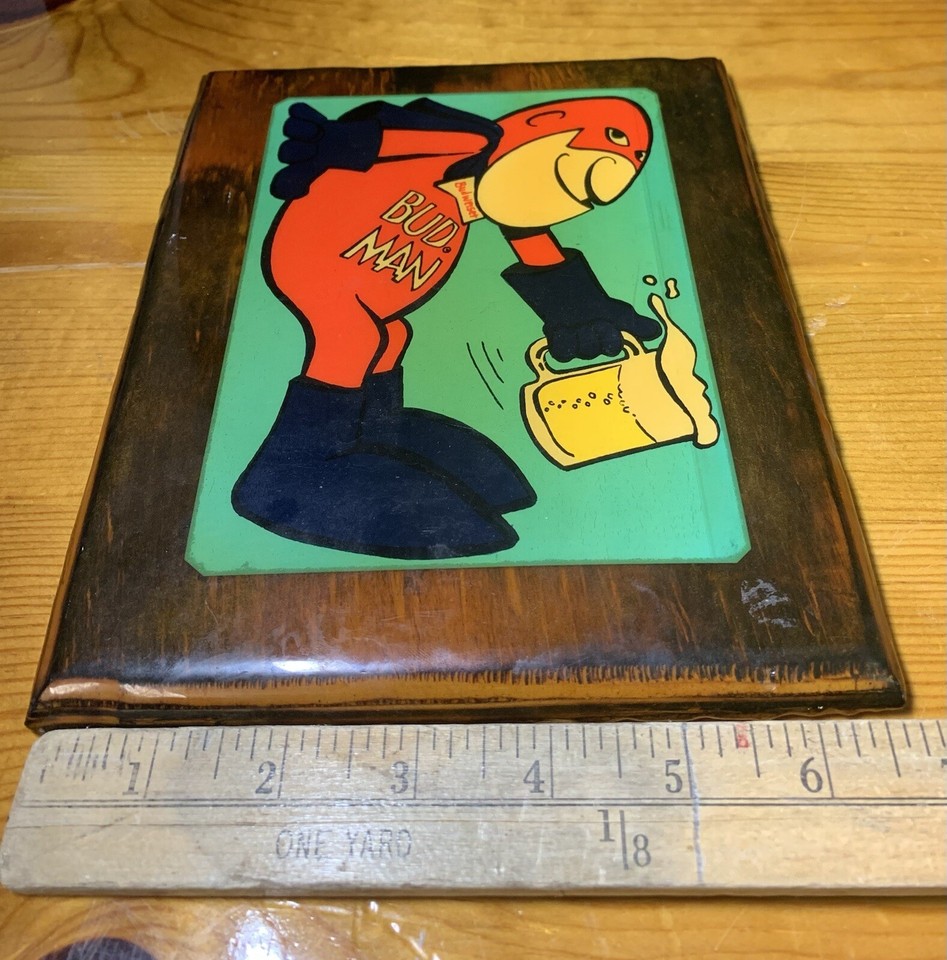Budweiser Beer BUD MAN SIGN Wooden vintage Small NICE RARE | eBay