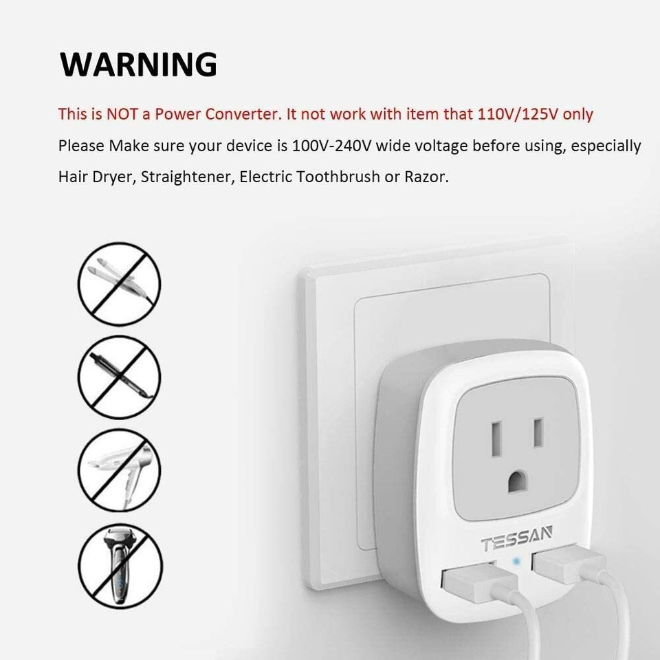 Switzerland Power Adapter Travel Plug Swiss Outlet Adaptor with 2 USB ...