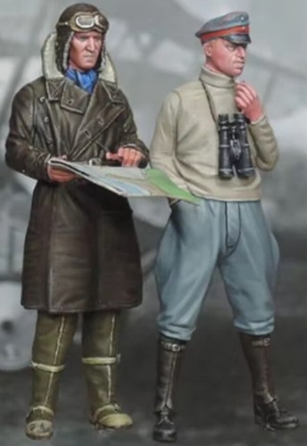 1/32 Resin Figure Model Kit Two German Aircraft Pilots Soldiers WW1 ...