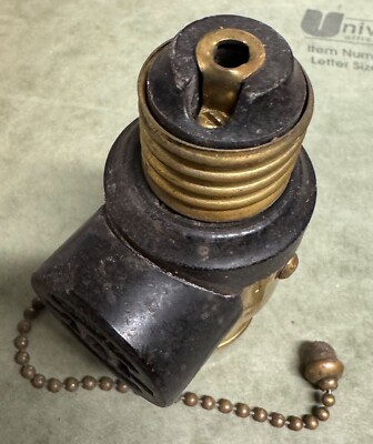 Antique Hubbell Side Outlet Acorn Pull Chain Socket Brass Adapter | eBay