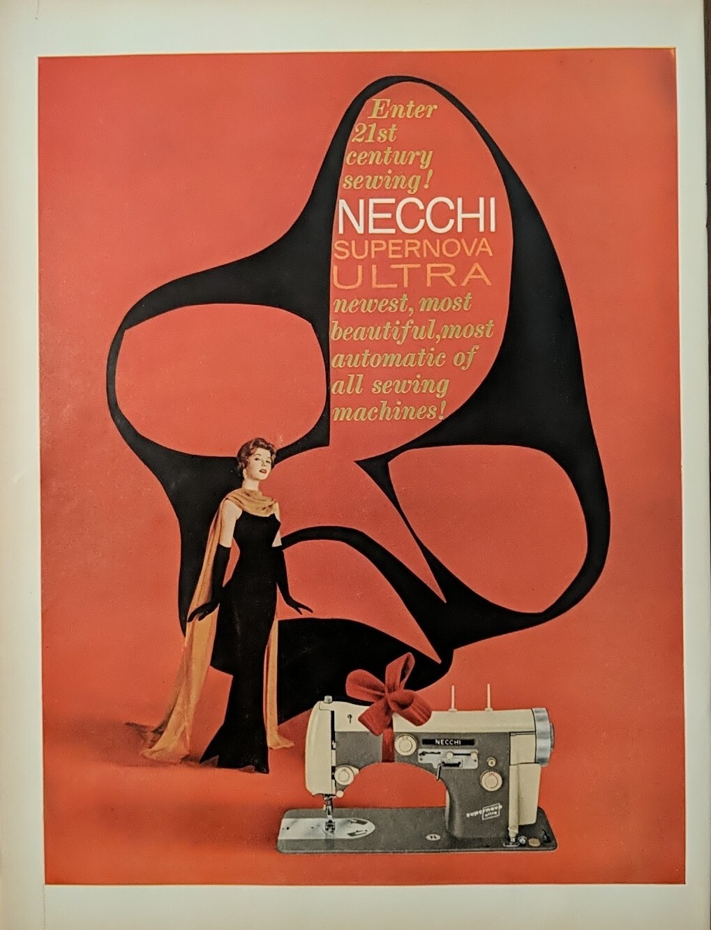 1958 vintage Necchi Sewing Machine Print Ad, Stitching Clothes ...
