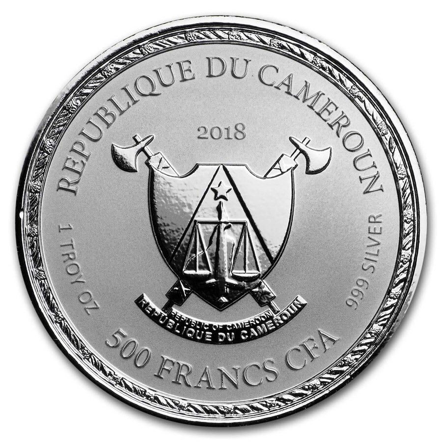 2018 500 FRANCS CAMAROON IMPERIAL DRAGON SILVER COIN .999 500,000 ...