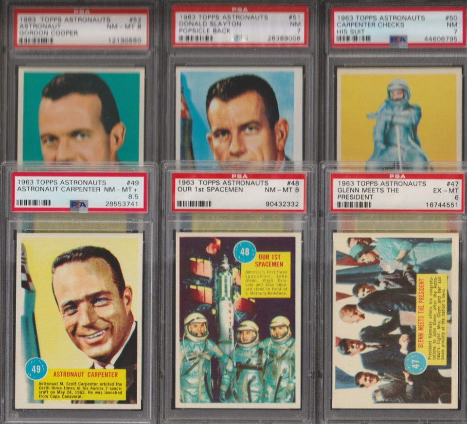 (55 CARD COMPLETE SET) 1963 TOPPS ASTRONAUTS (51 CARDS PSA GRADED ...