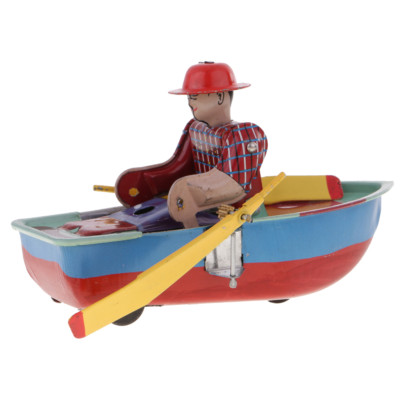 Novelty Retro Wind Up Rowing Boat Metal Model Clockwork Collectible ...