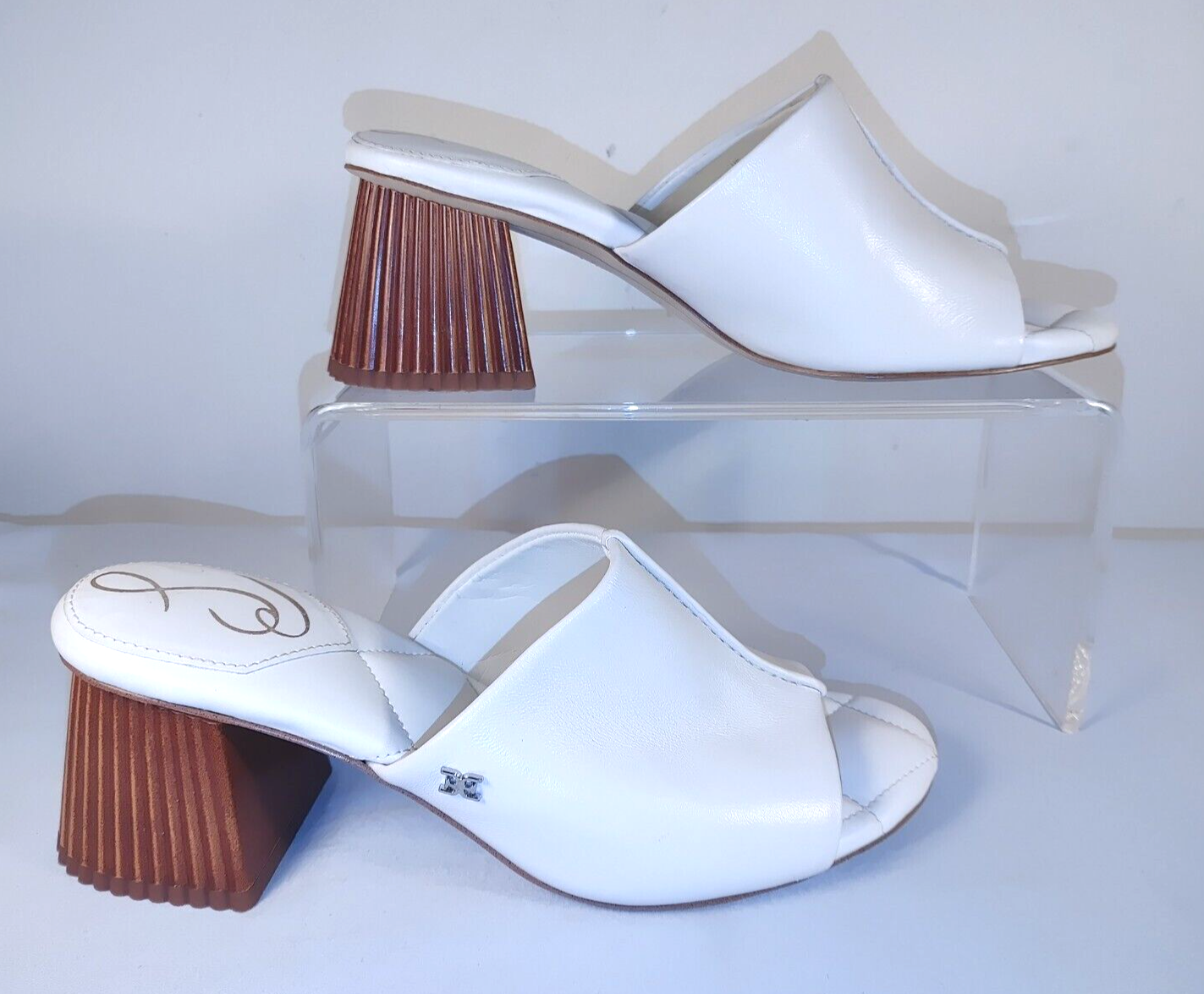 Sam Edelman Sonya Slide Mule - Women's Size 6 M - White Wood Heel ...