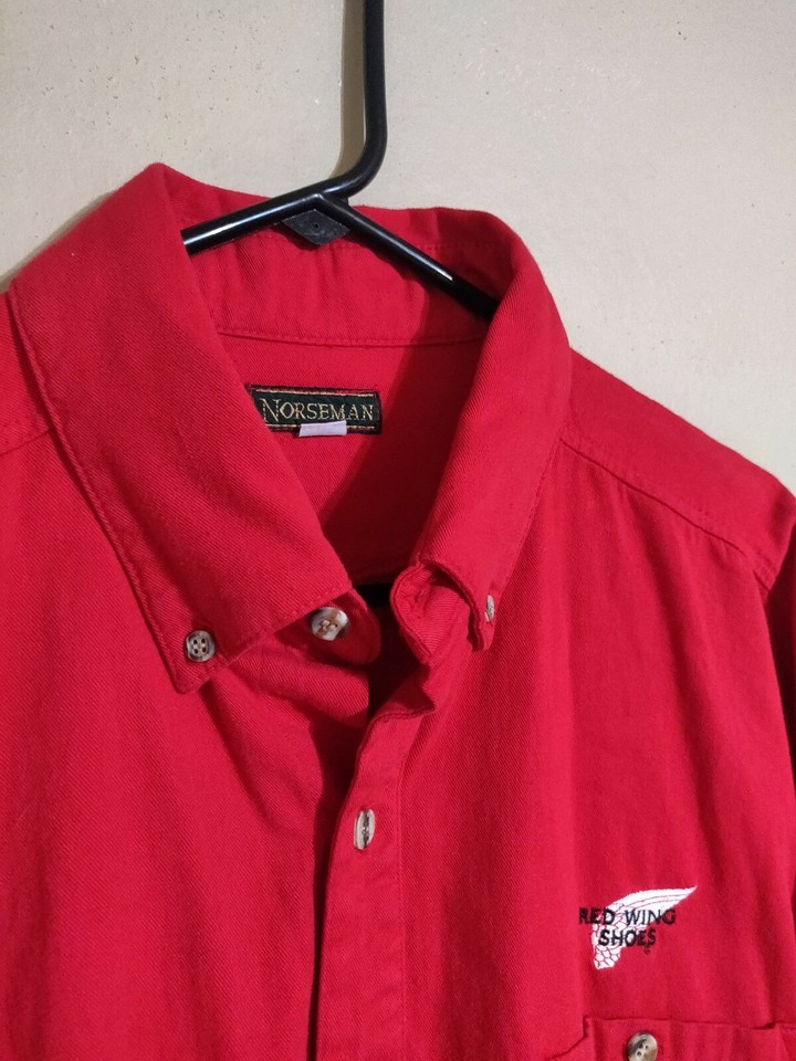 Vintage Red Wing Shoes Boots USA Made L/S Button Cotton Flannel Shirt ...