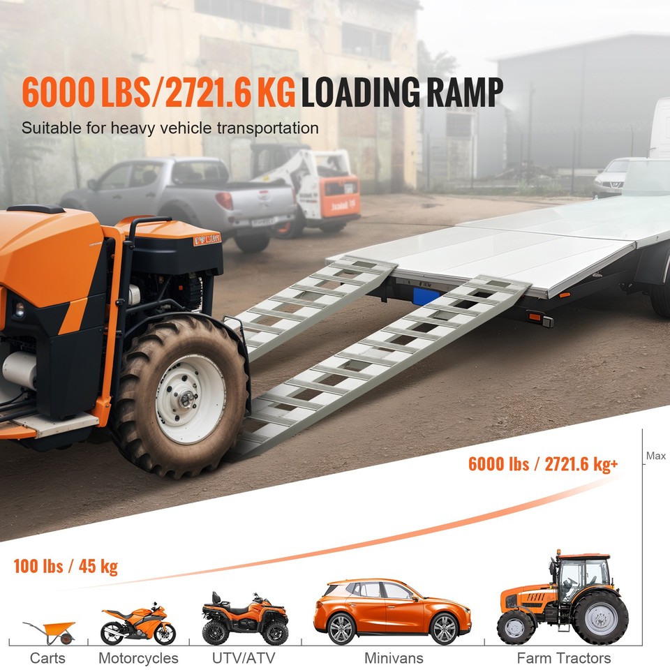 72''x15'' 6FT Aluminum Ramps 6000LBS Loading Ramps Trailer Ramps 2PCS ...