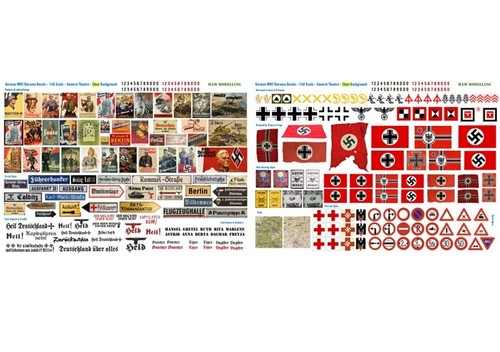 1:48 Scale German WW2 Diorama Decals (Posters, Street Signs, Tank ...