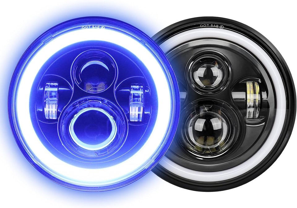 7 Inch Led Headlight, round H6024 Led Headlight Blue Halo Headlight ...