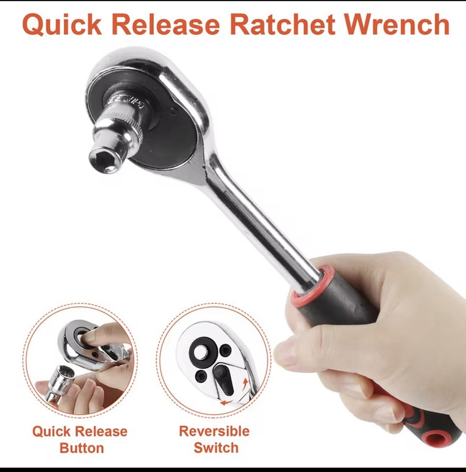 12pcs 1/2”Reversible Ratchet Socket Wrench Set Ratchet Spanner Wit ...