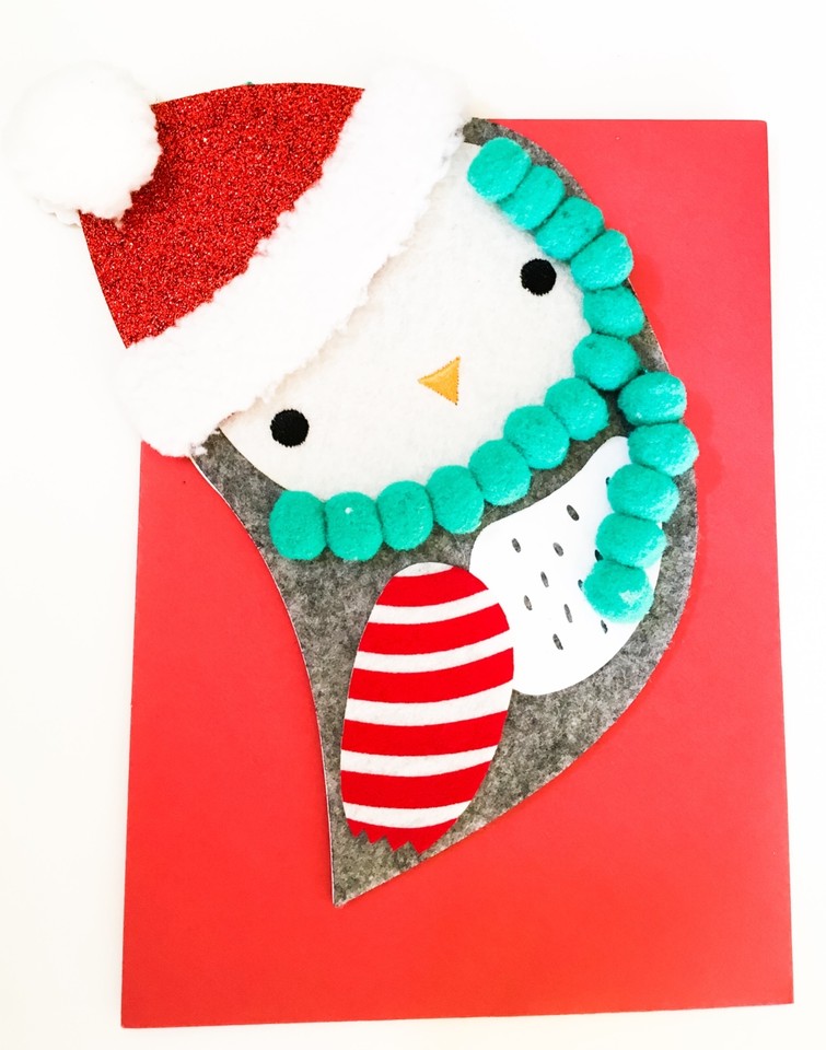 Papyrus Christmas Card Santa Holiday Greeting Card Hat Owl Design ...