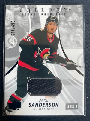Jake Sanderson 2022-23 UD Trilogy Rookie Premieres Jersey RC Card #214/ ...