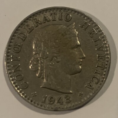 1943 SWITZERLAND CONFOEDERATIO HELVETICA 20 RAPPEN COIN (US Seller) | eBay
