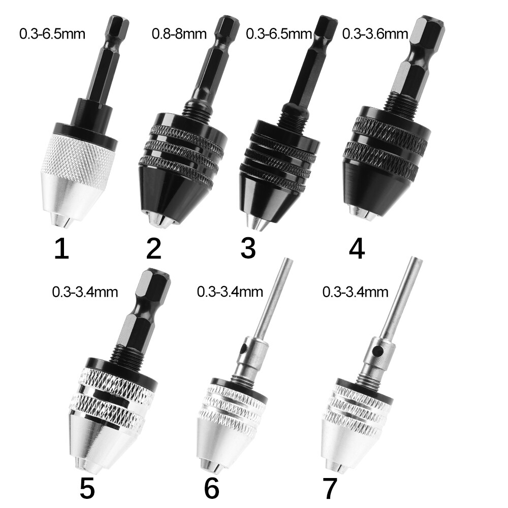 Adapter Converter Round Shank 1/4" Hex Shank Keyless Drill Chuck 0.3mm ...