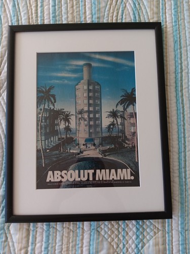 Absolut Miami Vodka Framed Magazine Print Advertisement No Reserve ...