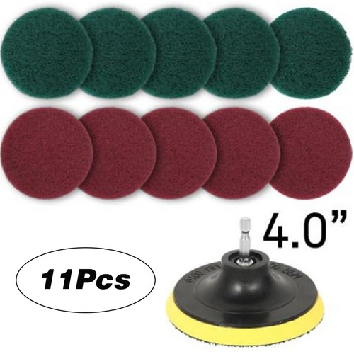 11Pcs Scrubbing Cleaning Kit 4-inch Adhesive Plate Scrub Pads Scouring ...