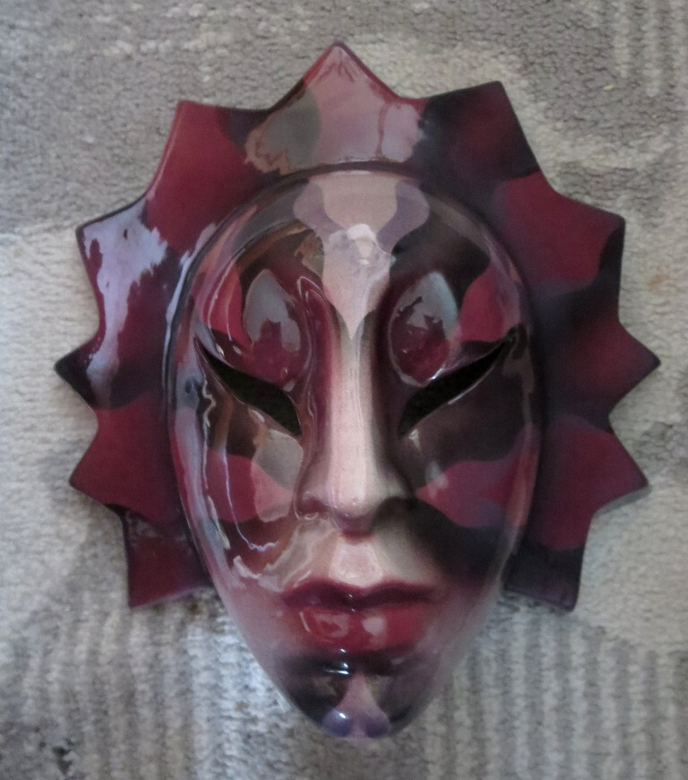 Ceramic Clay Face Wall Mask, Bai Dotta Hand Painted, Unique, Black Sun ...