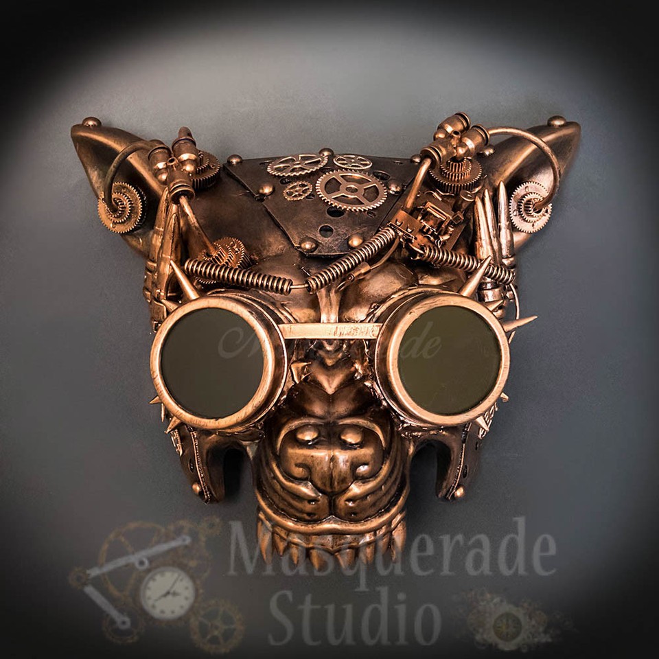 Men's Steampunk Fantasy Robotic Cyborg Wolf Terminator Masquerade Mask ...