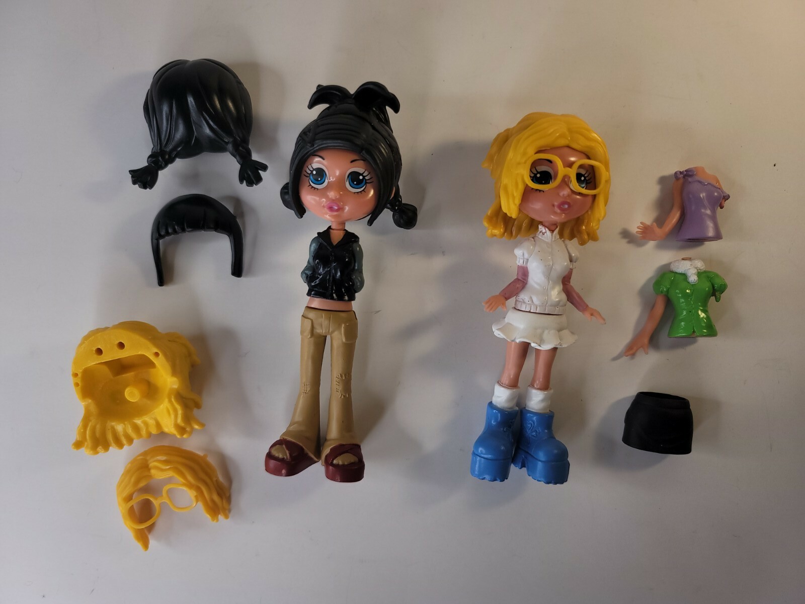 LOT OF 2 MANDY MIX UP 5" DOLLS INTERCHANGEABLE BODIES HEADS CLOTHES ...