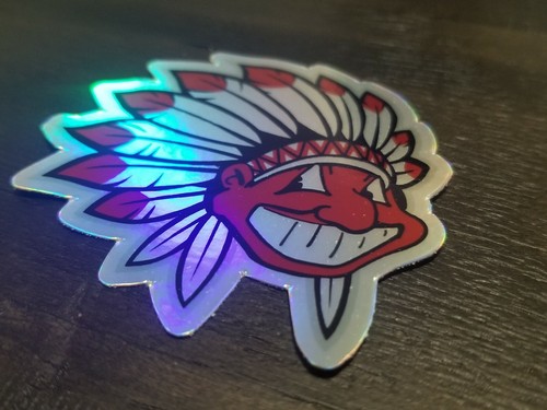 Holographic Chief Wahoo STICKER - Cleveland Indians Headdress ...