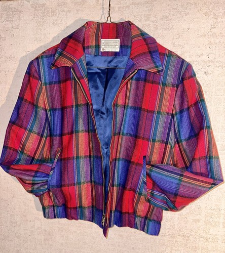 Vintage Pendleton Plaid Wool Bomber 90s Made USA EUC Zip HTF Blue Jacket Coat M? | eBay