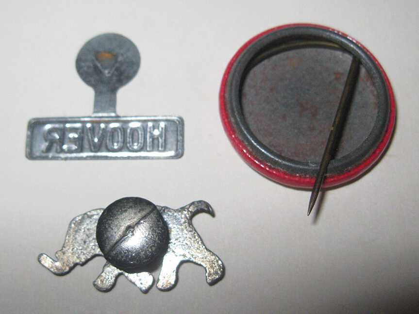1928 Hoover Presidential Campaign Button Tab Lapel Elephant GOP 10 O ...