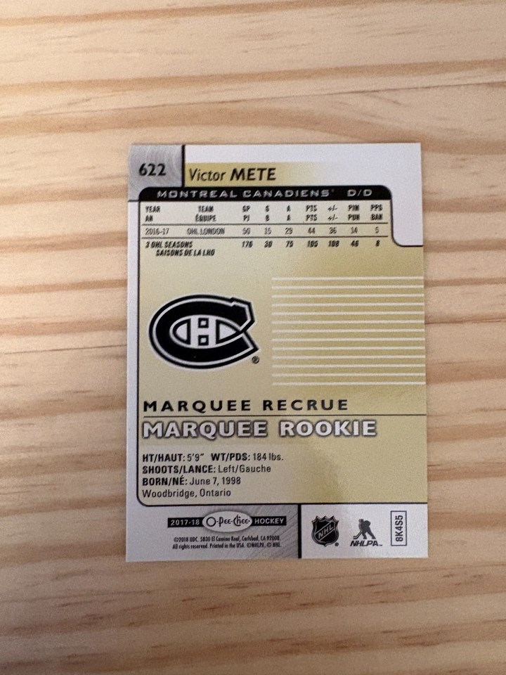 2017-18 O-Pee-Chee Rainbow #622 Victor Mete - Montreal Canadiens | eBay