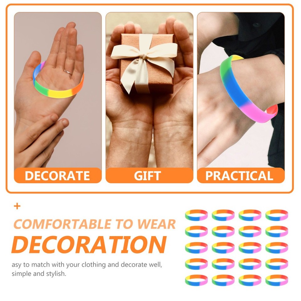 20 Pcs Party Wrist Bands for Events Bracelets Women Color Wristbands ...