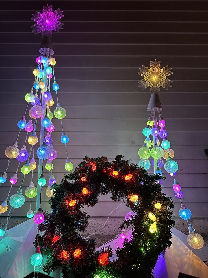 Rare ORCHESTRA Of LIGHTS Tree Duo w/ Speaker & Wreath Musical Light ...
