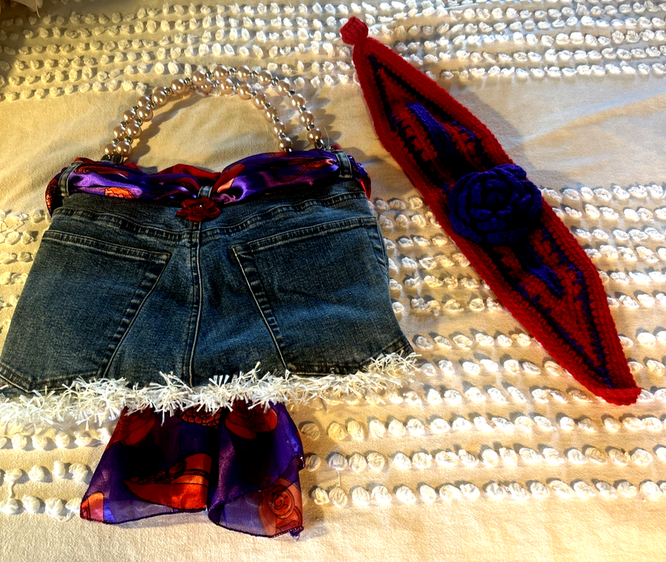 Red Hat Society Handmade Purse Brooch Pins Pink Pearl Handles Silk ...