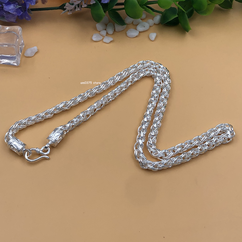 Pure 999 Fine Silver Chain Men Women 5.5mm Round Wheat Link Rope ...