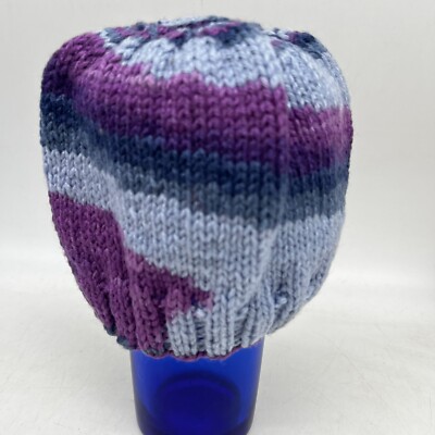 Hand Knitted Made in USA Purple Pont Tail One Size Stocking Cap Ski ...