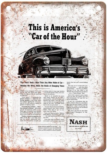 Vintage 1942 Nash Automobile Ad Retro Look Reproduction Metal Sign ...