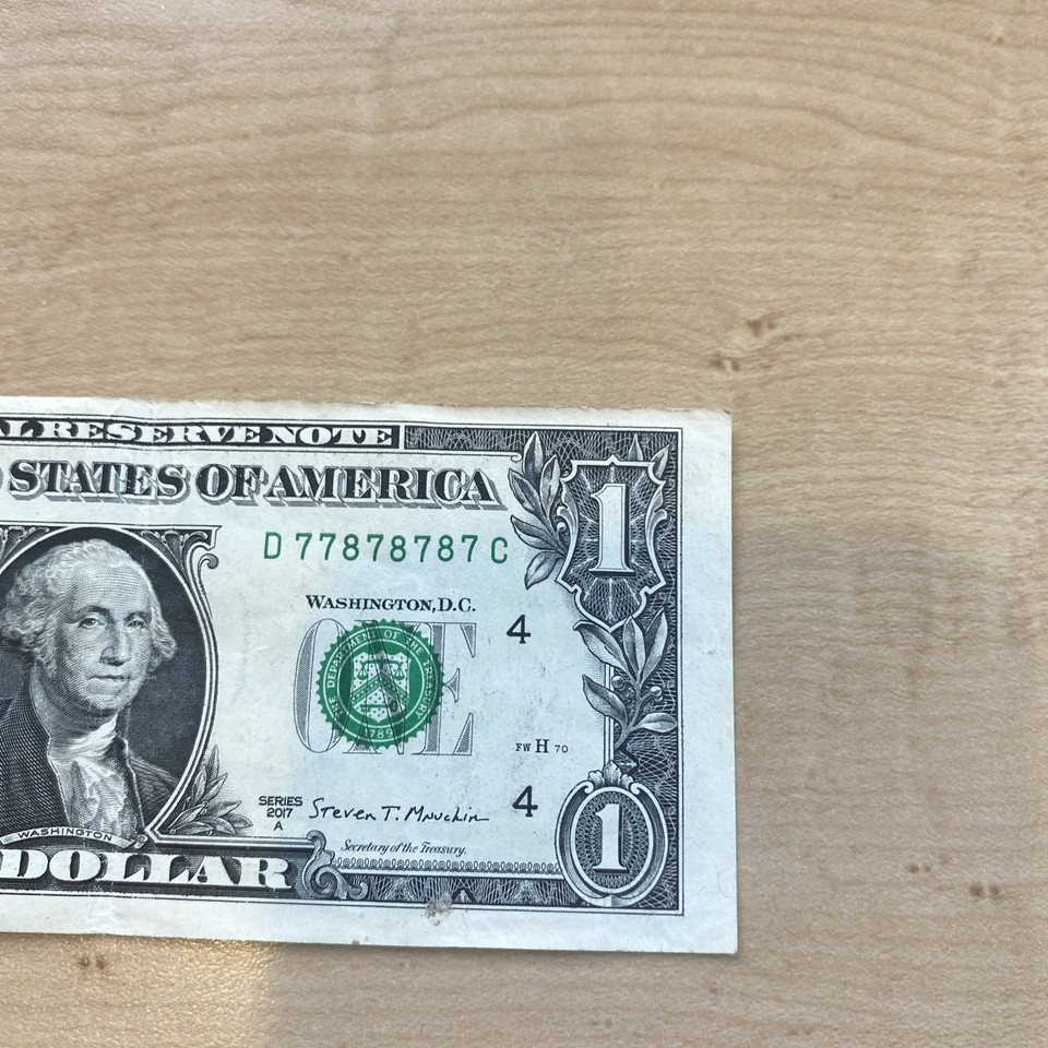 💥BINARY FIVE 7s FANCY SERIAL NUMBER 1 $ NOTE D 77878787 C | eBay