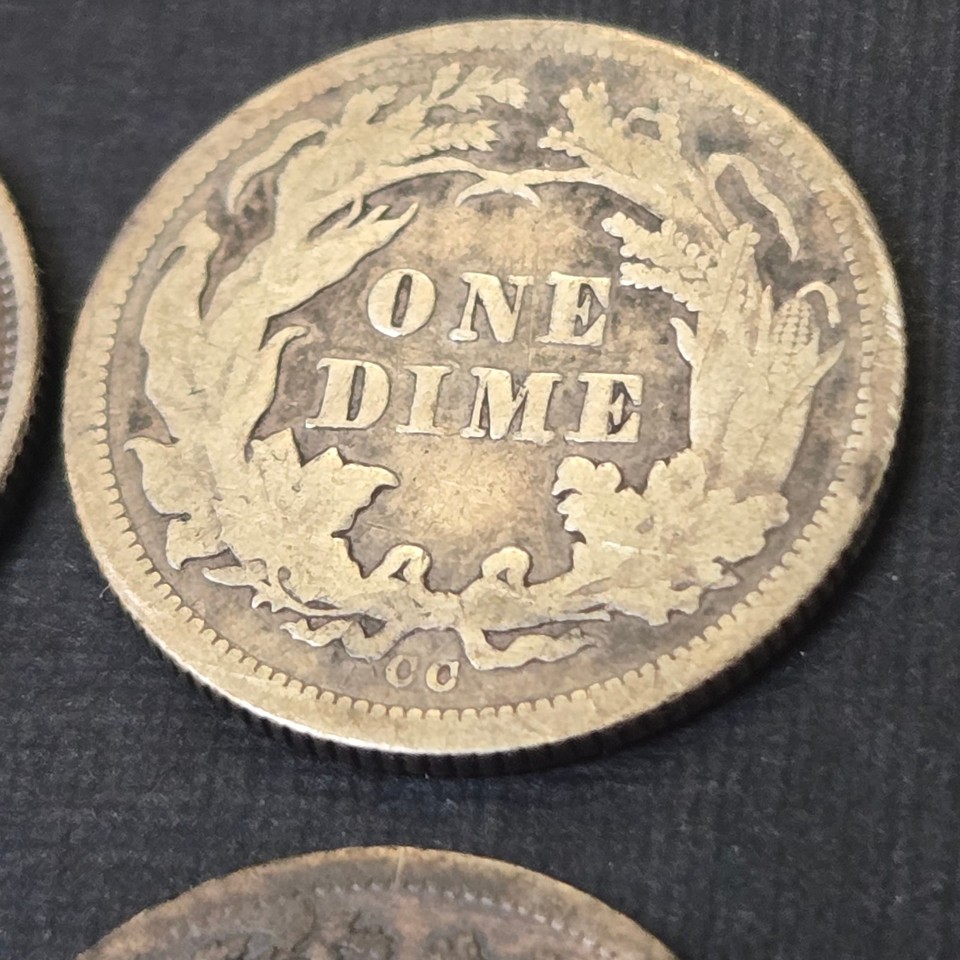 Lot #8 of 4 Seated Liberty Dimes 1876 1876-CC 1877-CC 1877-S Carson ...