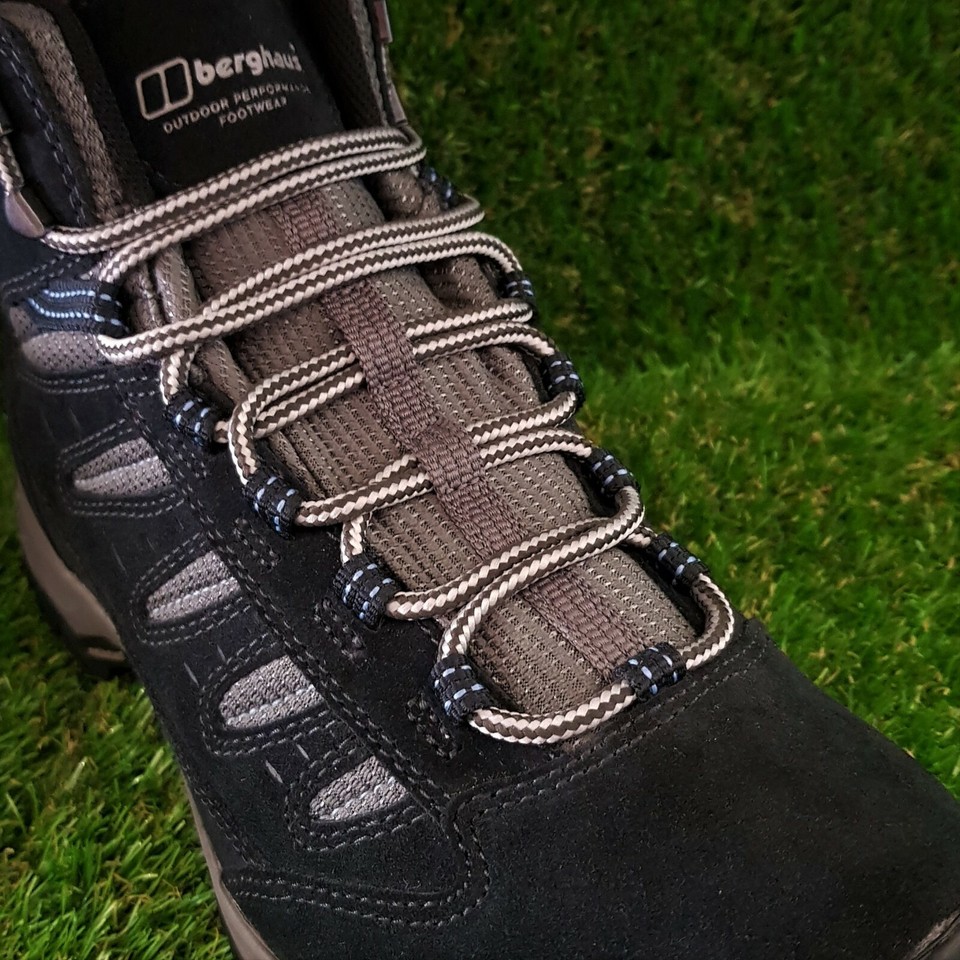 4mm Strong Boot Laces Light and Dark Grey Stripes for work, walking or ...