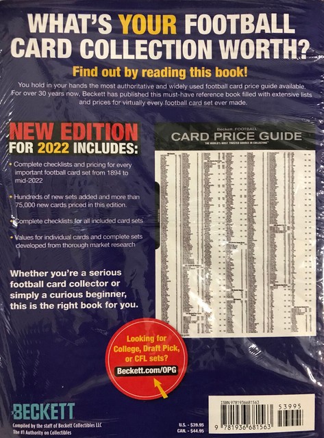 Football Card Price Guide (Paperback, 2022) for sale online | eBay