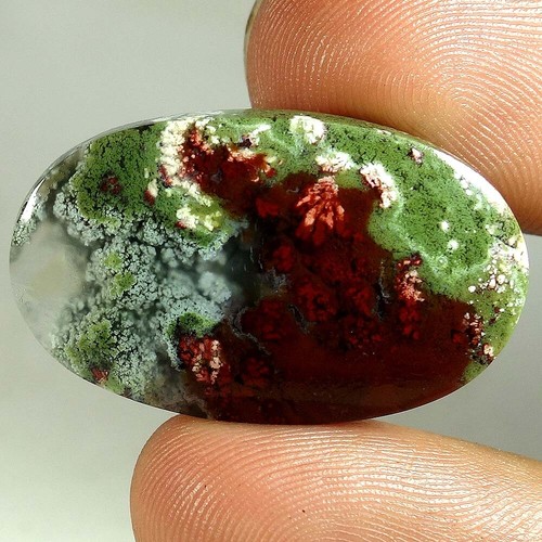 32.35Cts 100% Natural Indonesia Moss Agate Gemstone Oval Cabochon 21X ...