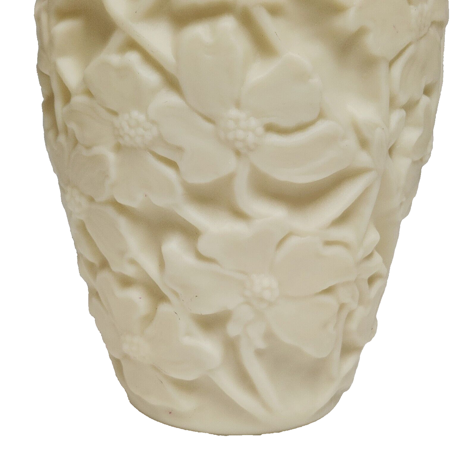 Phoenix Consolidated Glass Cream Color Wild Rose Pattern Vase Matte ...