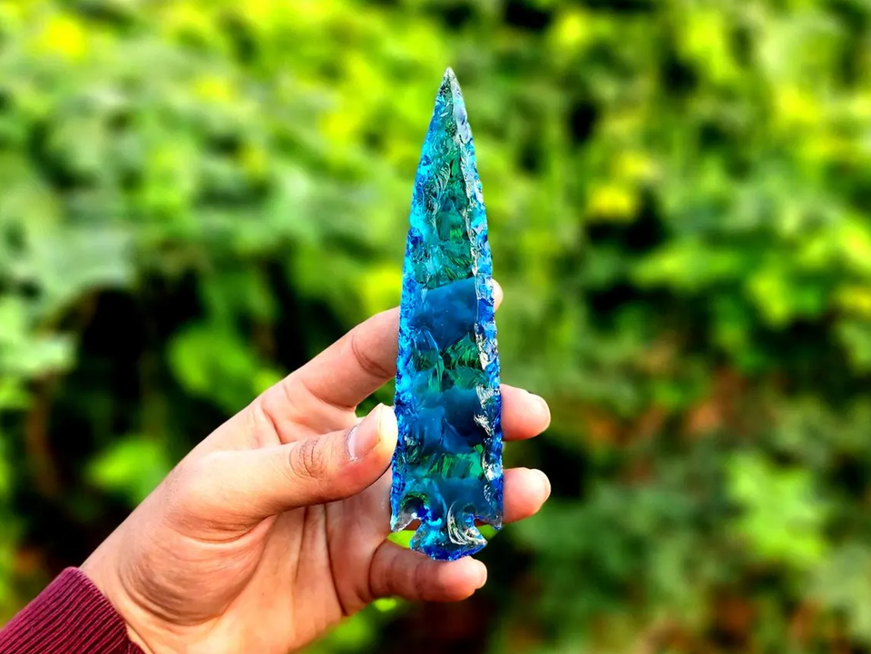 5.5-6" Rare Blue Aqua Obsidian Arrowhead Handmade Gemstone for Gifts ...