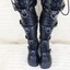 Shaker 420 Black sTRETCH 4.5" Wedge Heel OTK Thigh Boots Skulls Zippers ...