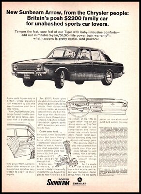 1968 Rootes Sunbeam Arrow Sedan Vintage Print Ad Chrysler Wall Art ...