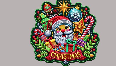 Santa Christmas Patch Embroidered Iron-on Applique Cartoon, North Pole ...