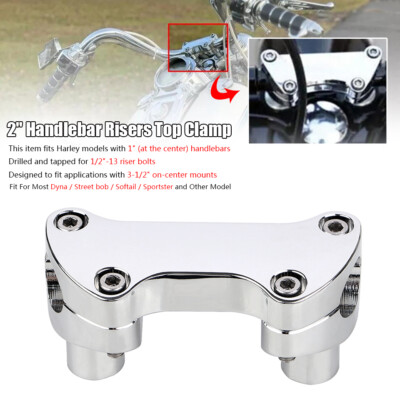 Chrome 2 inch Handlebar Risers 1" Top Clamp for Harley Softail Road ...