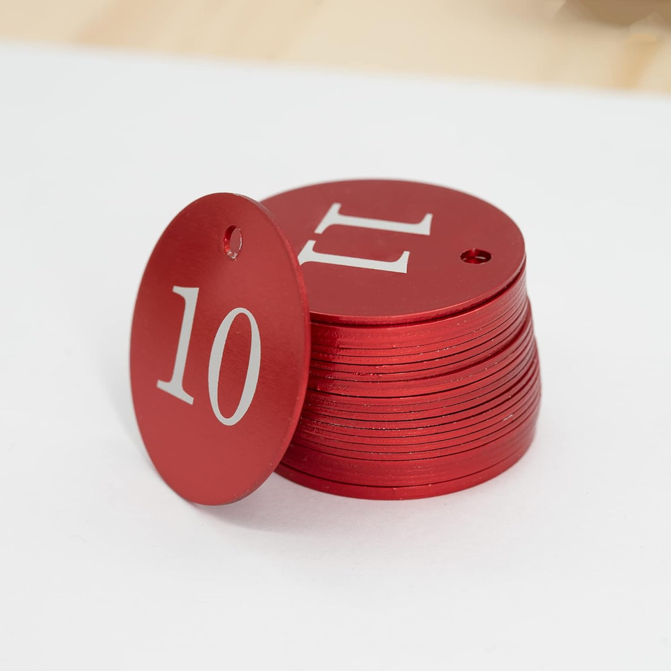 round Aluminum Engraved Number Tags Key Tags ID Tags (1-10, Red) | eBay