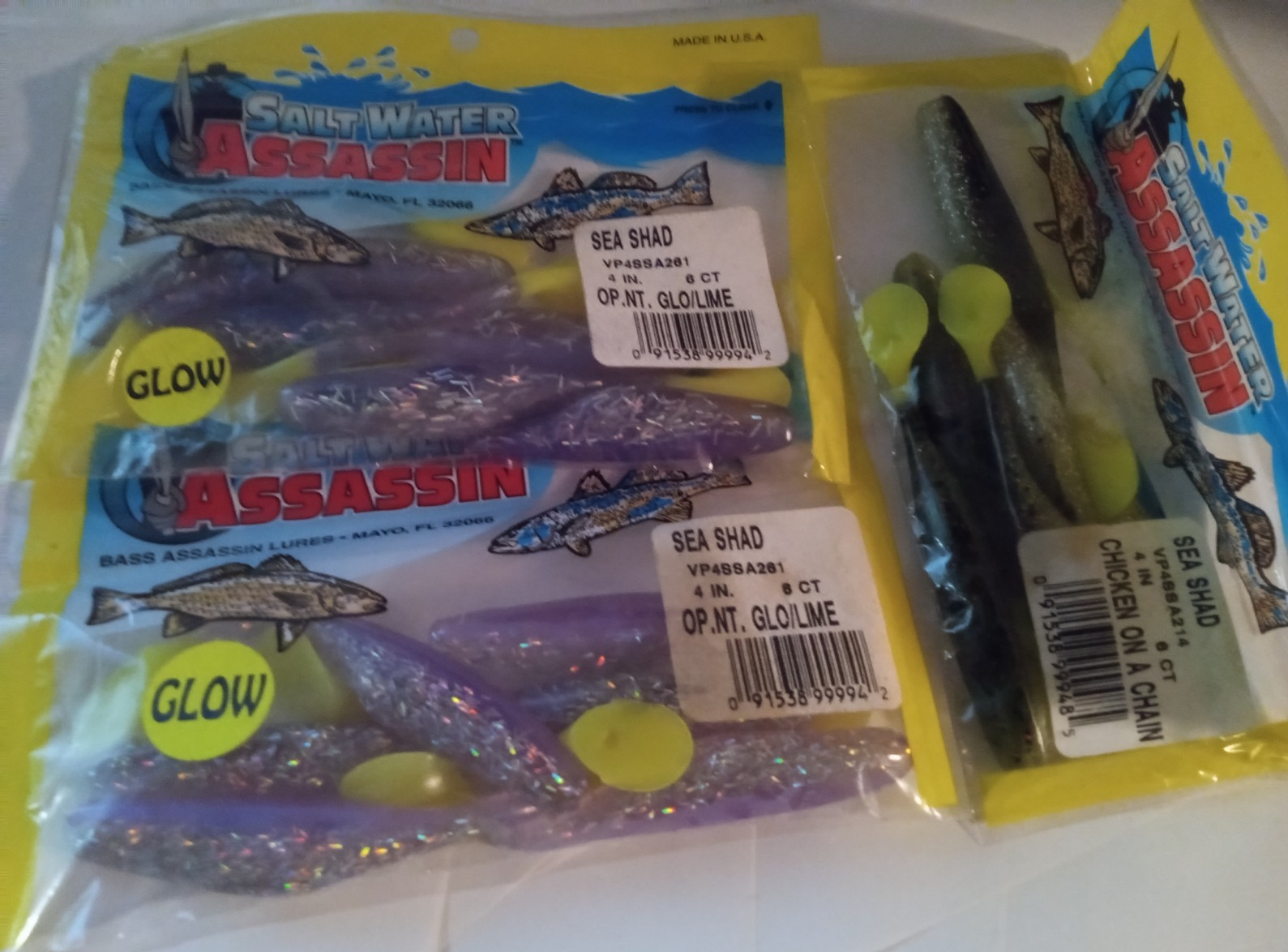 3 bag / 18-piece lot SALTWATER BASS ASSASSIN 4" glo | eBay