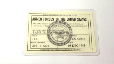 Geneva Convention ID card Replacement U.S. Army, Navy, Air Force ...